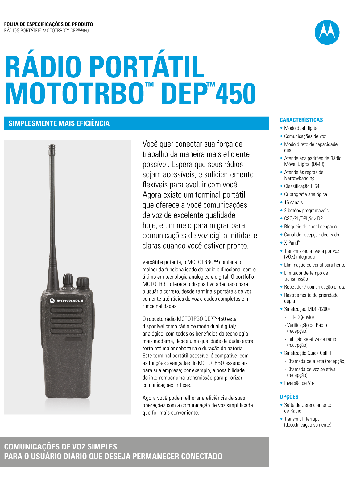 Rádio Motorola - MOTOTRBO™ DEP 450 - Ricall - Inteligência em ...