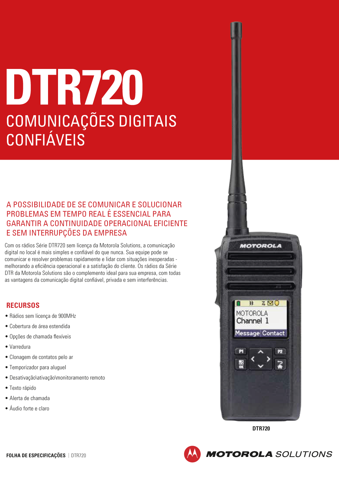 Rádio Motorola - DTR720 - Ricall - Inteligência em Radiocomunicação